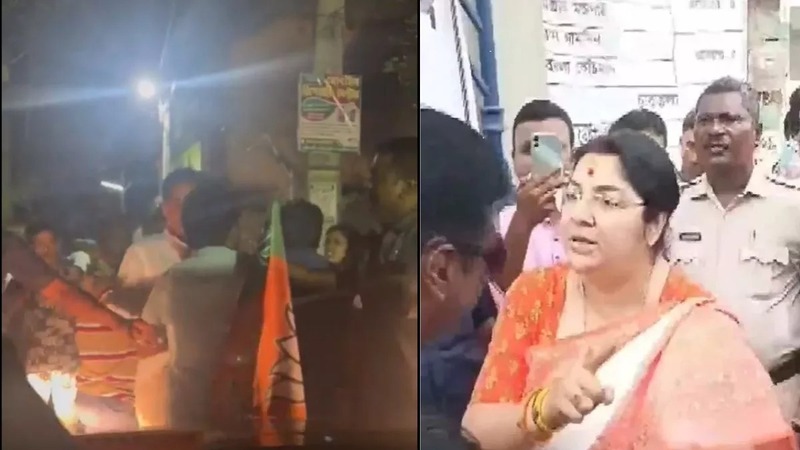 बंगाल: बीजेपी उम्मीदवार लॉकेट चटर्जी की कार पर हमला | TMC goons attacked BJP candidate Locket ...